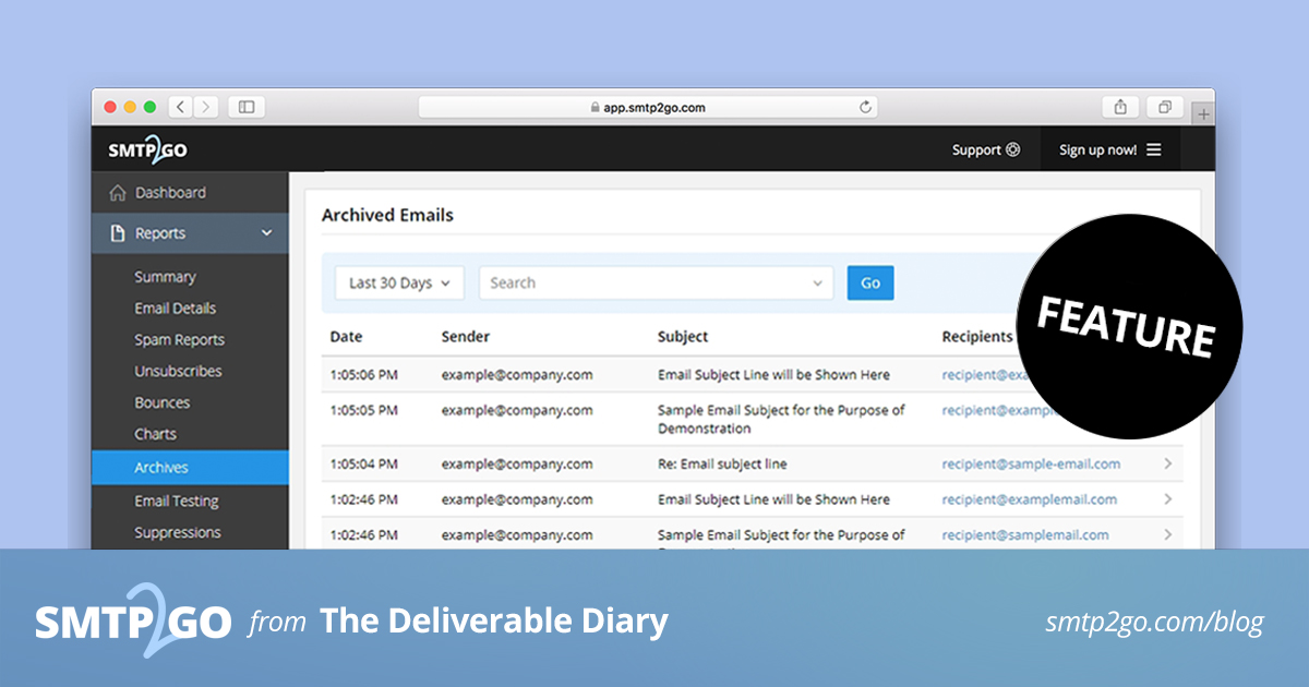 SMTP2GO Feature: Email Archiving